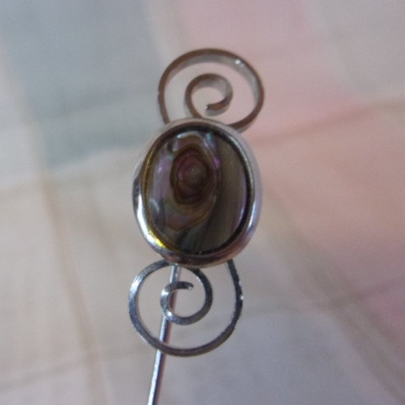 Vintage | Jewelry | Vintage Silver Tone Swirl Abalone Shell Stick Pin ...